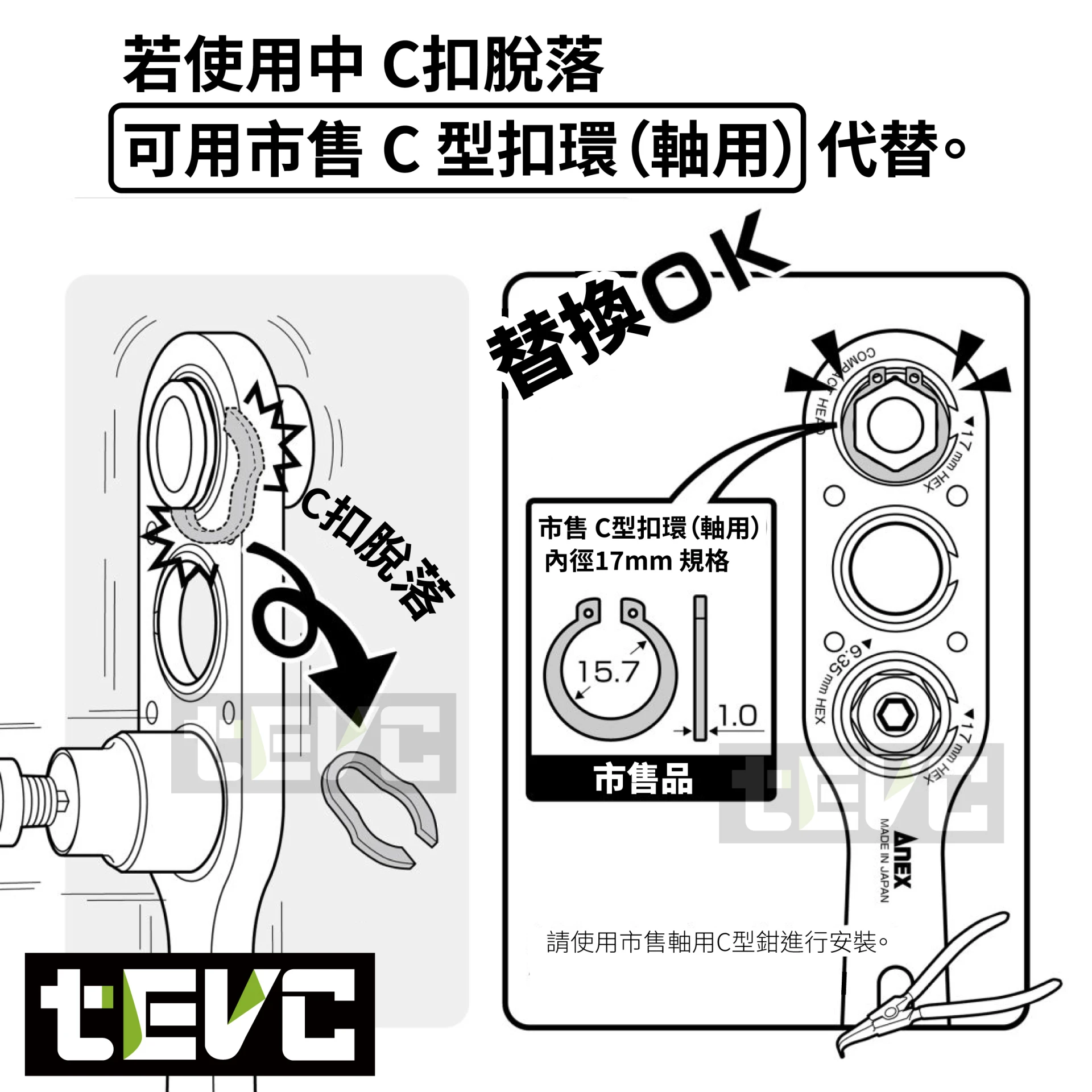 《tevc》ANEX 安耐適 扭力加大 角度轉換器轉換延長扳手 AOA-17 E-ZEN、DEEN、VESSEL、ANEX、KTC、KNIPEX 精品手工具