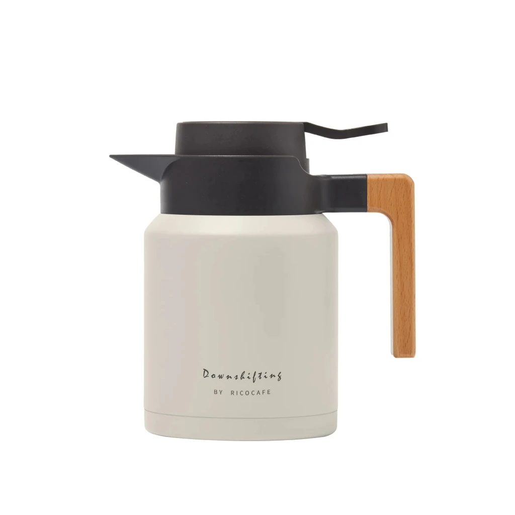 RICOCAFE #304 北歐木柄保溫壺 1200ml【墨藍、灰綠、炭黑、灰白】 健康環保不銹鋼