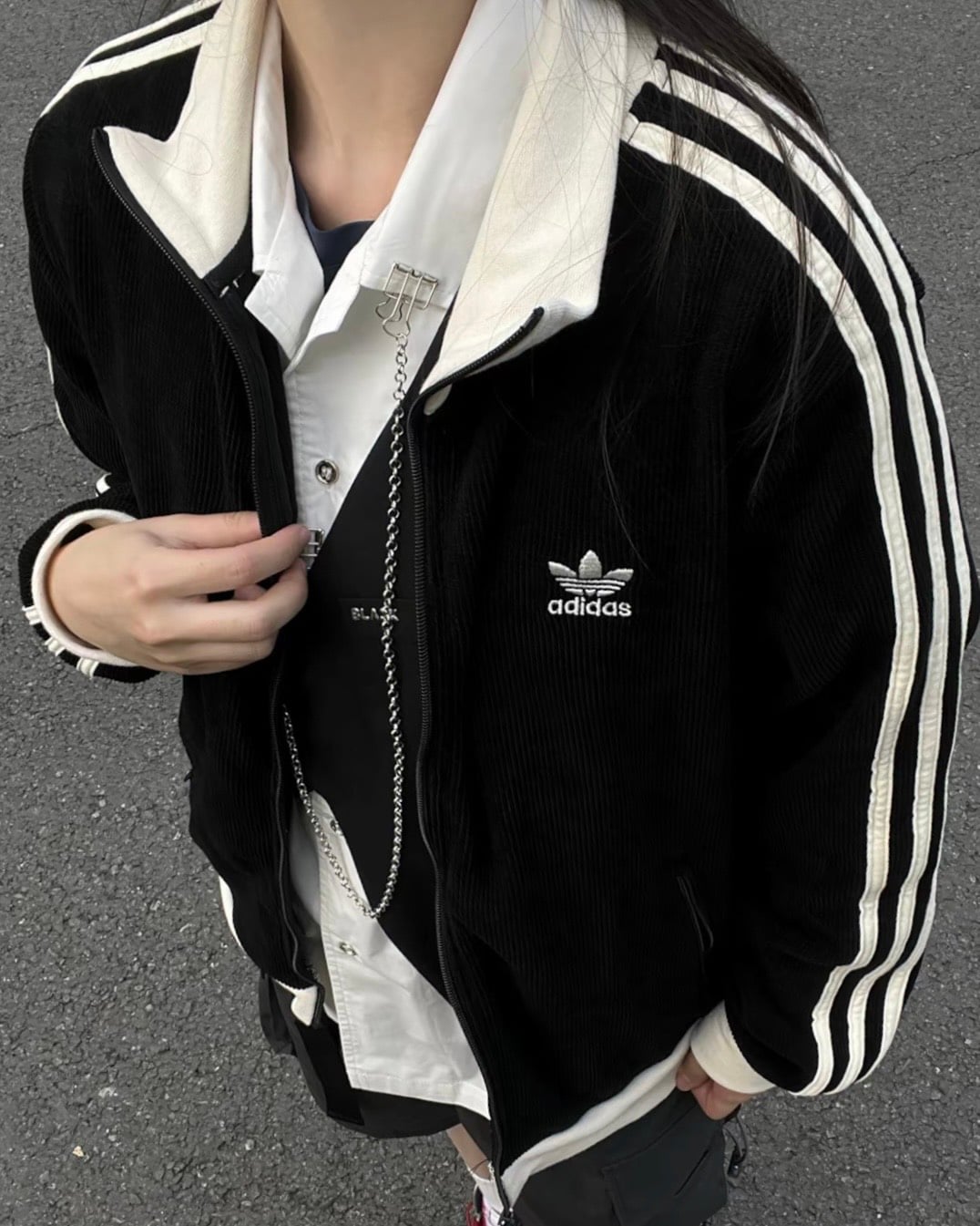ADIDAS WAFFLE BBTT 華夫格 黑白拚色 立領運動外套(JW0110) 球鞋 國外代購 潮流 精品 全球代購