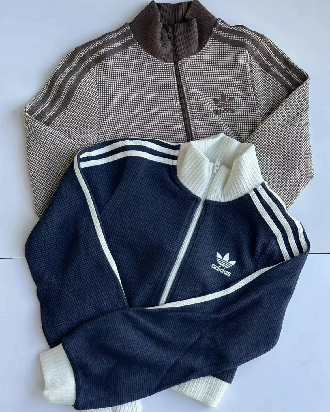ADIDAS TRACK TOP 華夫格 藏藍 短版 立領運動外套(KC2646) 球鞋 國外代購 潮流 精品 全球代購