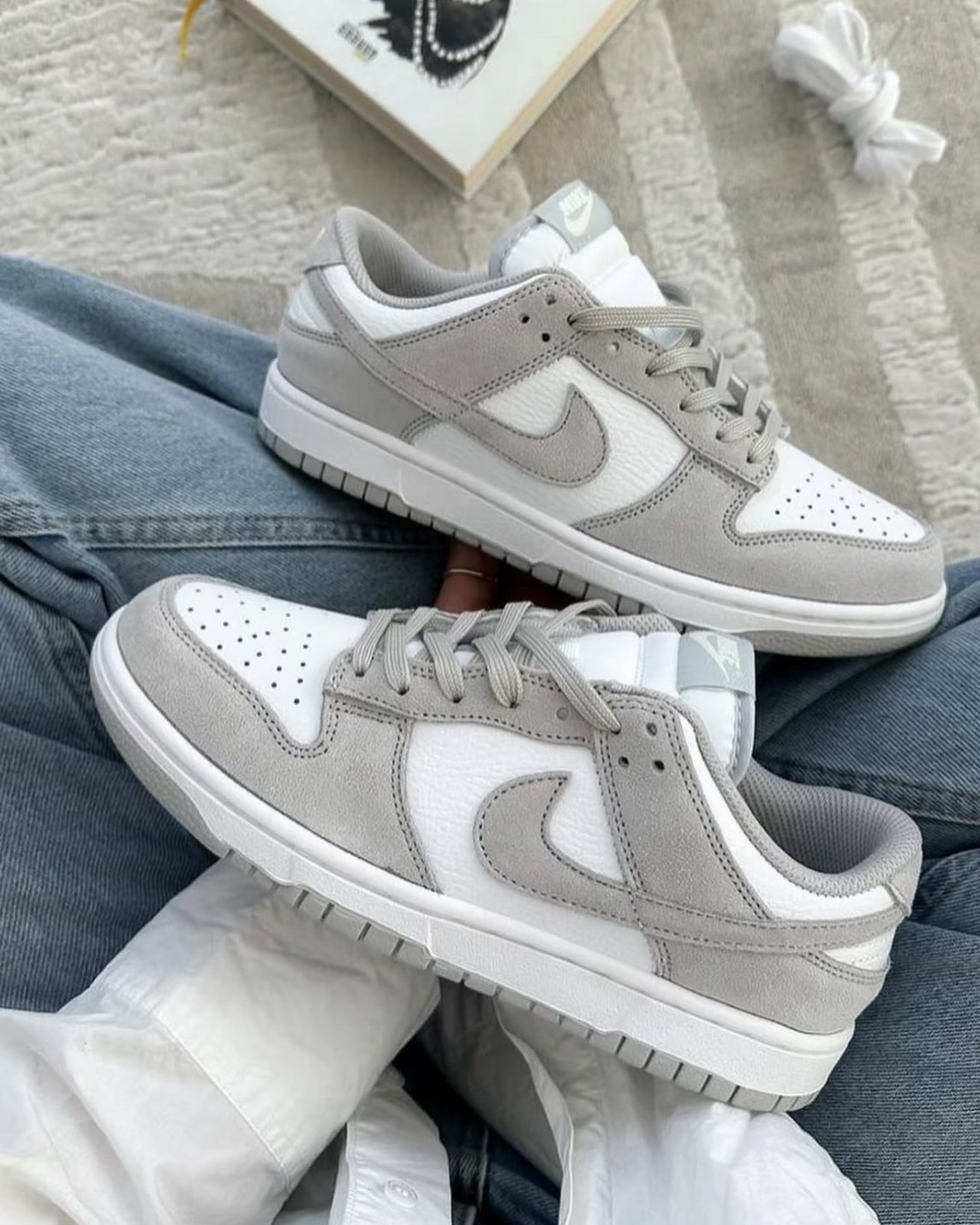 NIKE DUNK LOW 麂皮 荔枝紋 灰白 大象灰(FQ8249-101) 球鞋 國外代購 潮流 精品 全球代購